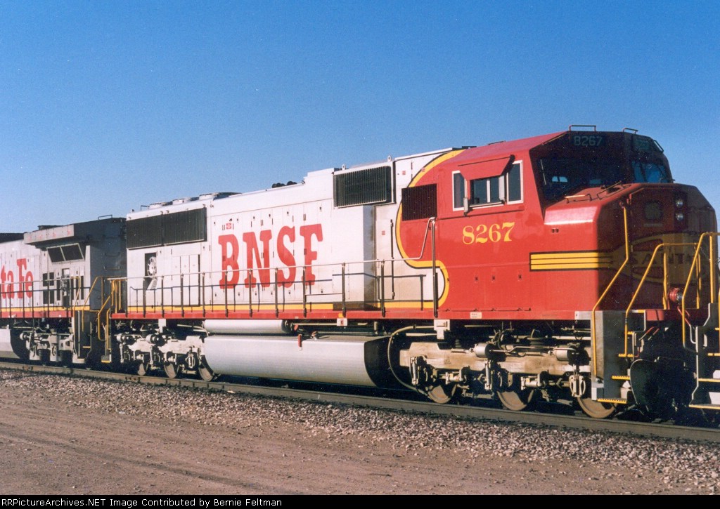 Burlington Northern Santa Fe SD75M #8267 passing the depot eastbound